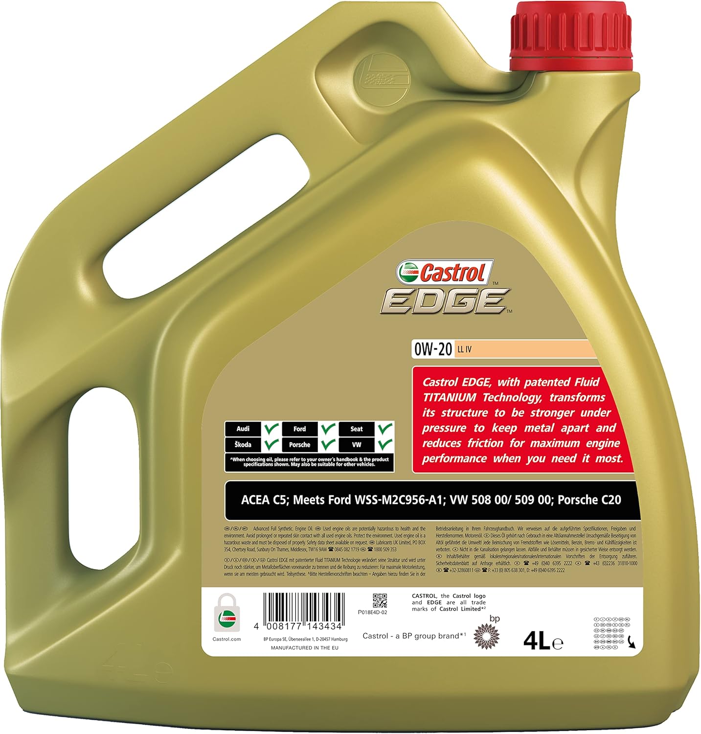 Castrol EDGE Professional 0w-20 Fully Synthetic Engine Oil 4L ...